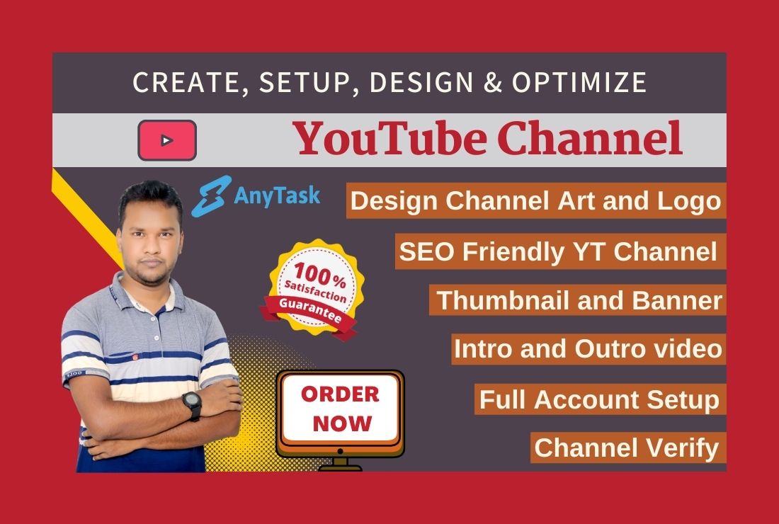 I will create, setup youtube channel and logo, banner, optimize ...