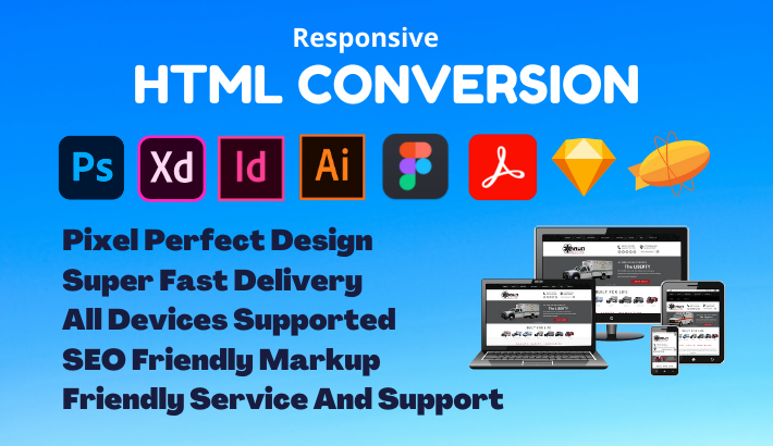 I will design responsive website or psd, sketch, figma, zeplin, pdf to ...