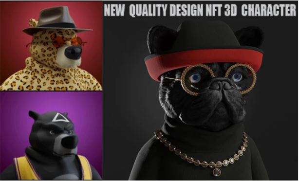 I will design new quality realistic nft 3d art n nft 3d character of 1k ...