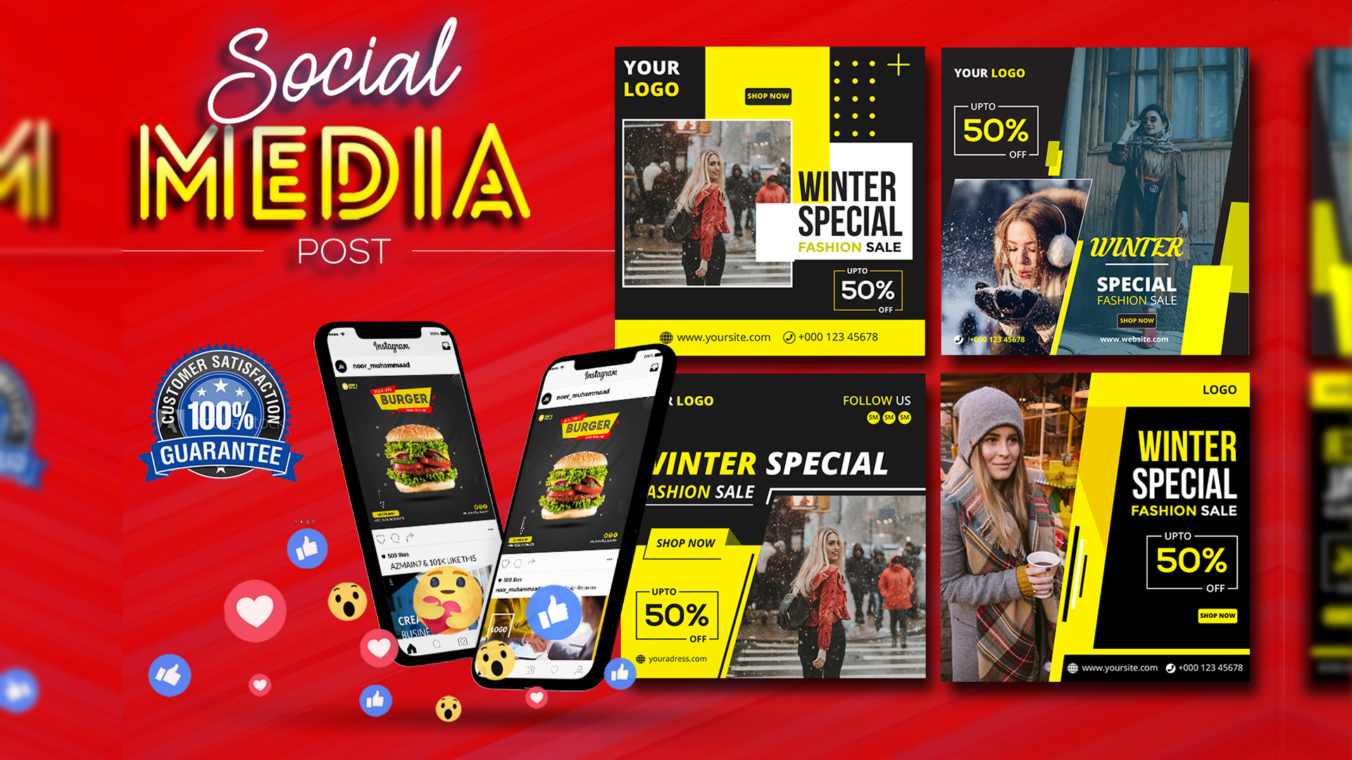 I will design attractive social media posts for Instagram, Facebook ...