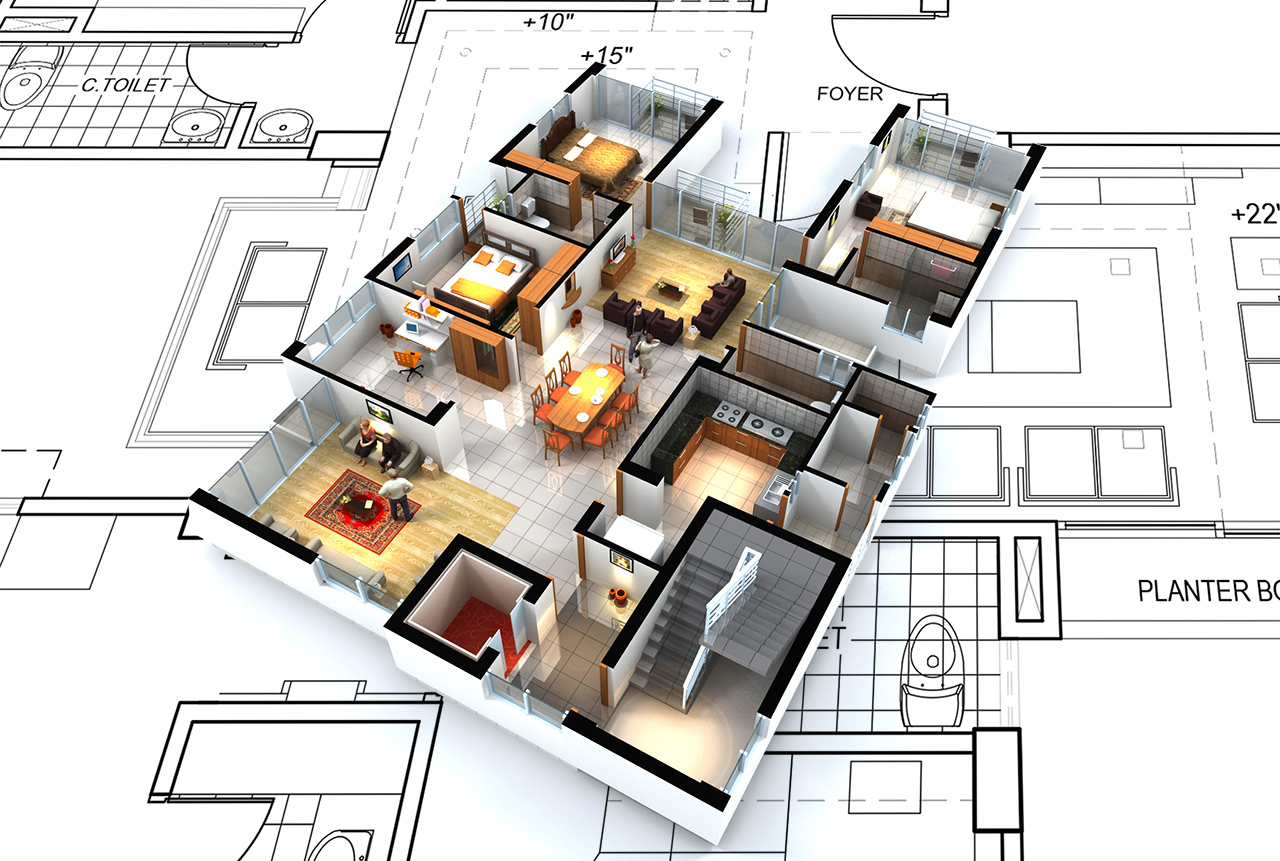 3d floor plan rendering - AnyTask.com
