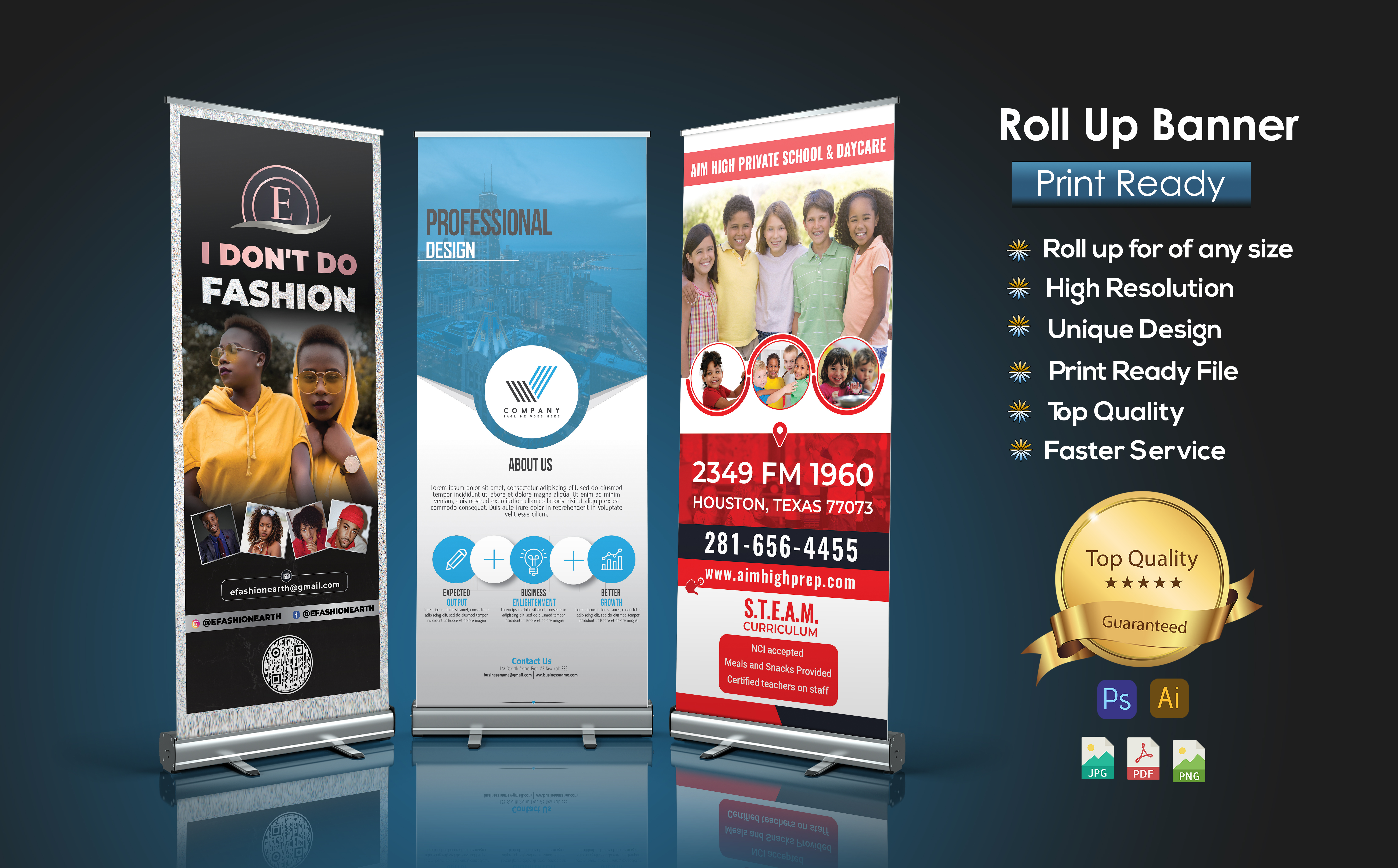 I will design roll up banner, retractable banner, pull up banner or ...