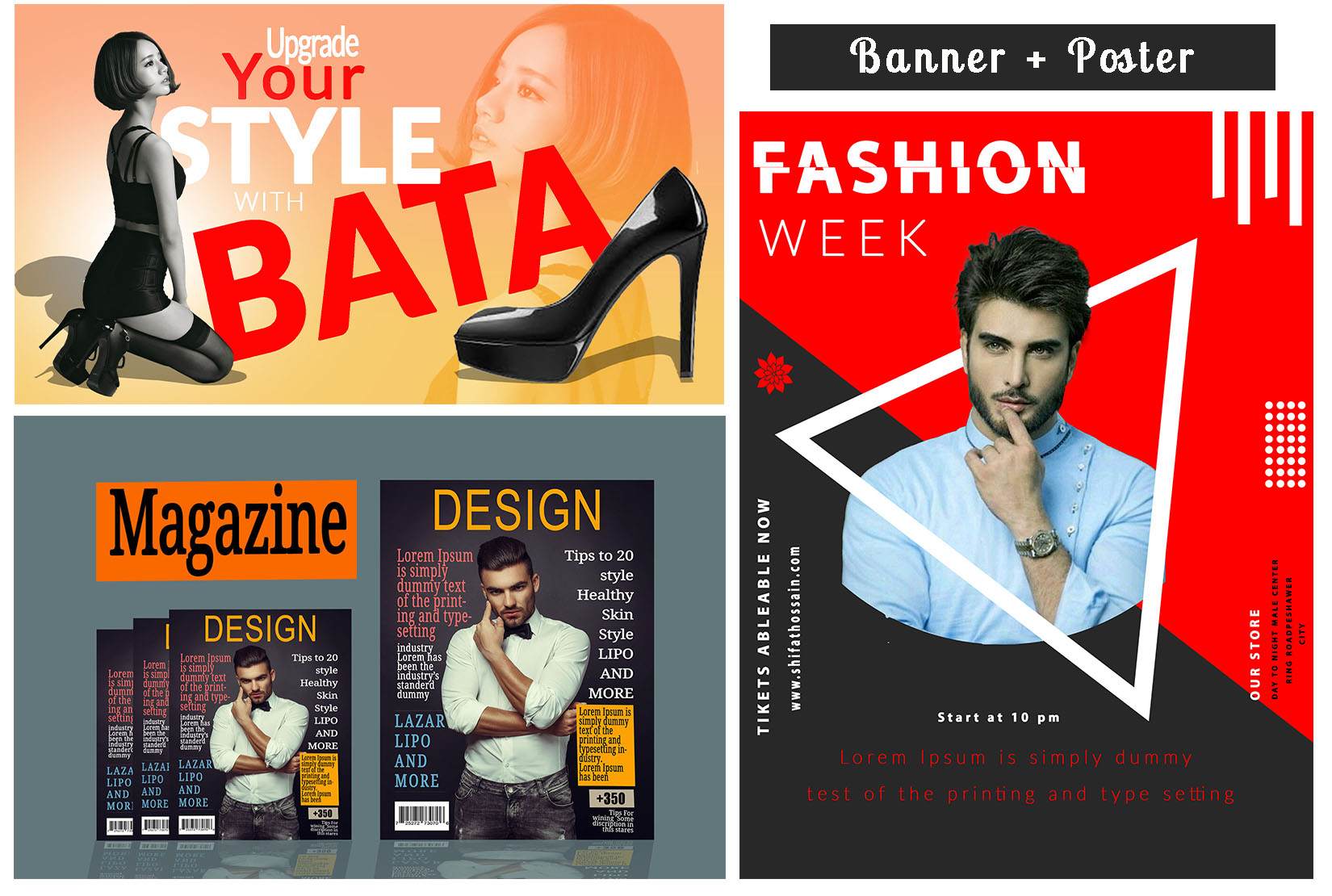 I will do magazine, banners, poster, flyer, cover in photoshop and ...
