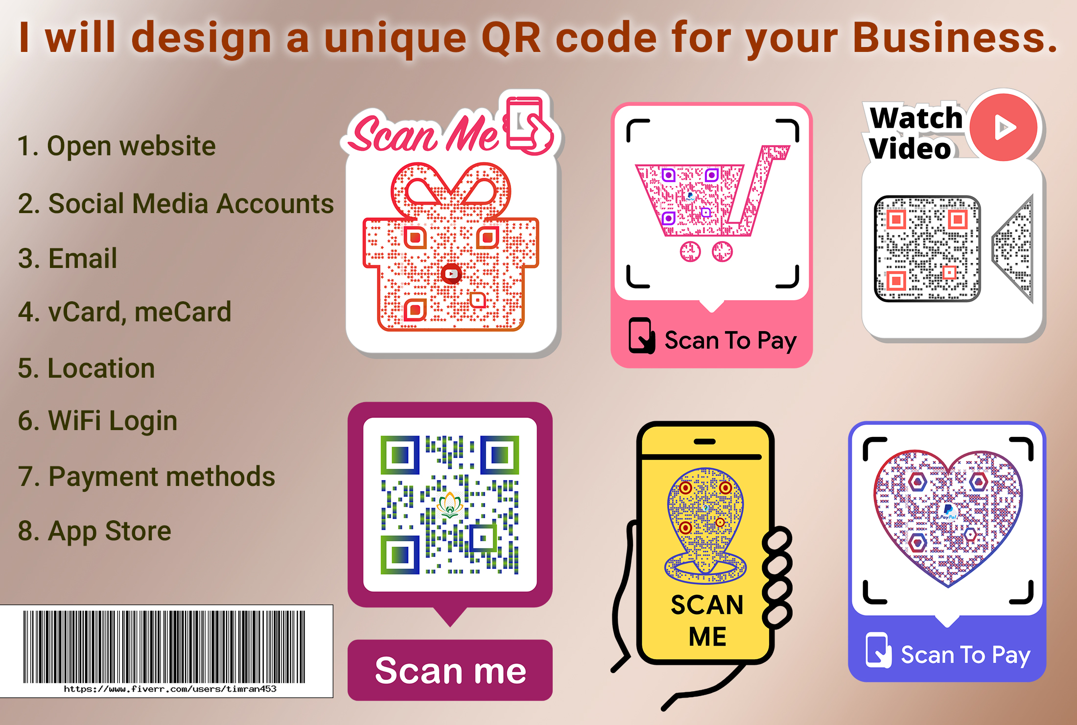 I will Create a unique and modern QR code for you. - AnyTask.com
