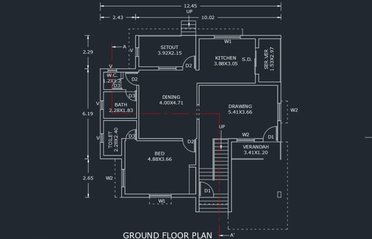 Floor Plan In CAD Software - AnyTask.com