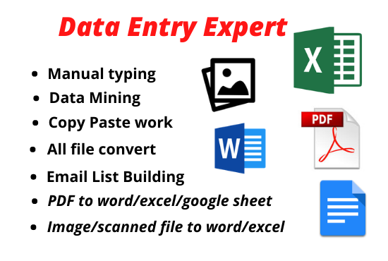 I will do data entry, copy paste, excel data entry, file convert - AnyTask.com